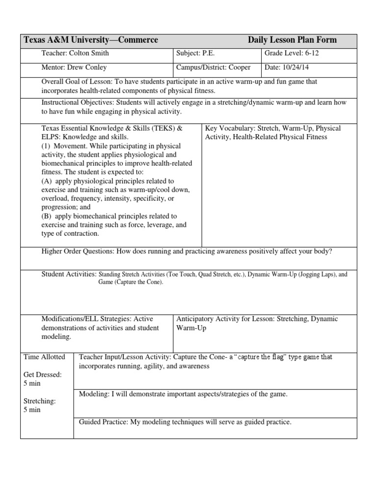 First Hs Observation Lesson Plan | PDF