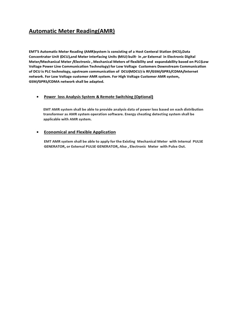 AMR System for Electricity Meters | PDF