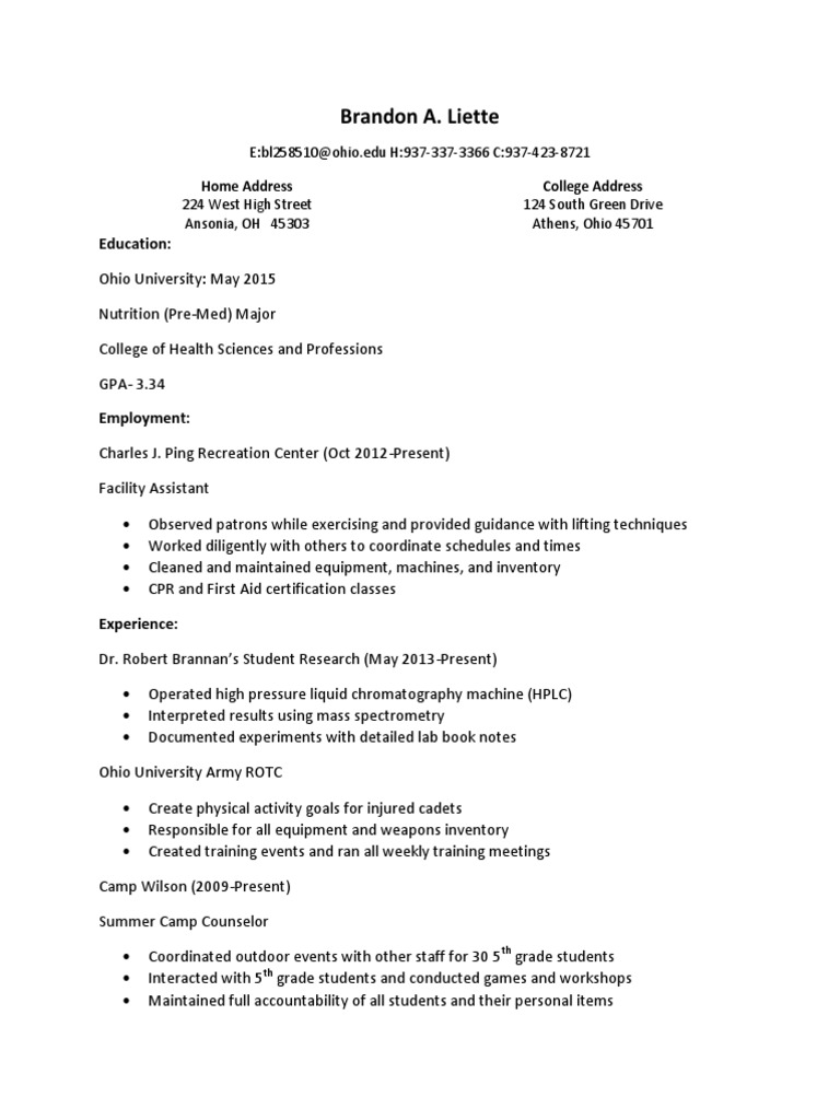 Brandon - Resume-1 | PDF | Self-Improvement