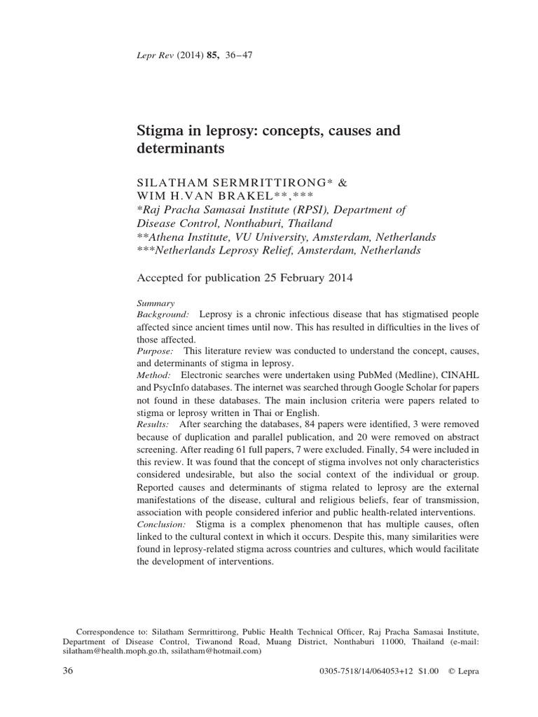 Understanding Leprosy Stigma Factors | PDF