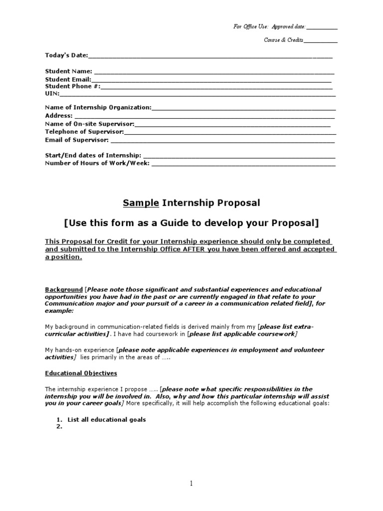 Sample Internship Proposal 2012 | PDF