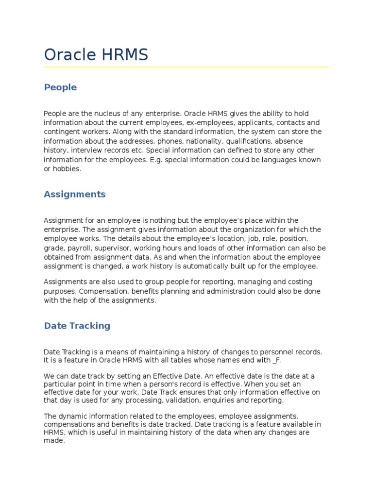 Oracle HRMS R12 Concepts | PDF | Payroll | Oracle Database