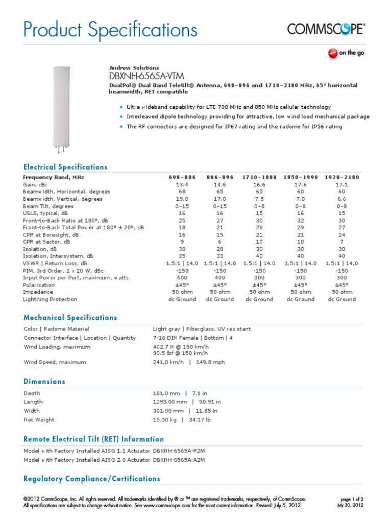 Product Specifications Product Specifications: DBXNH DBXNH - 6565A ...