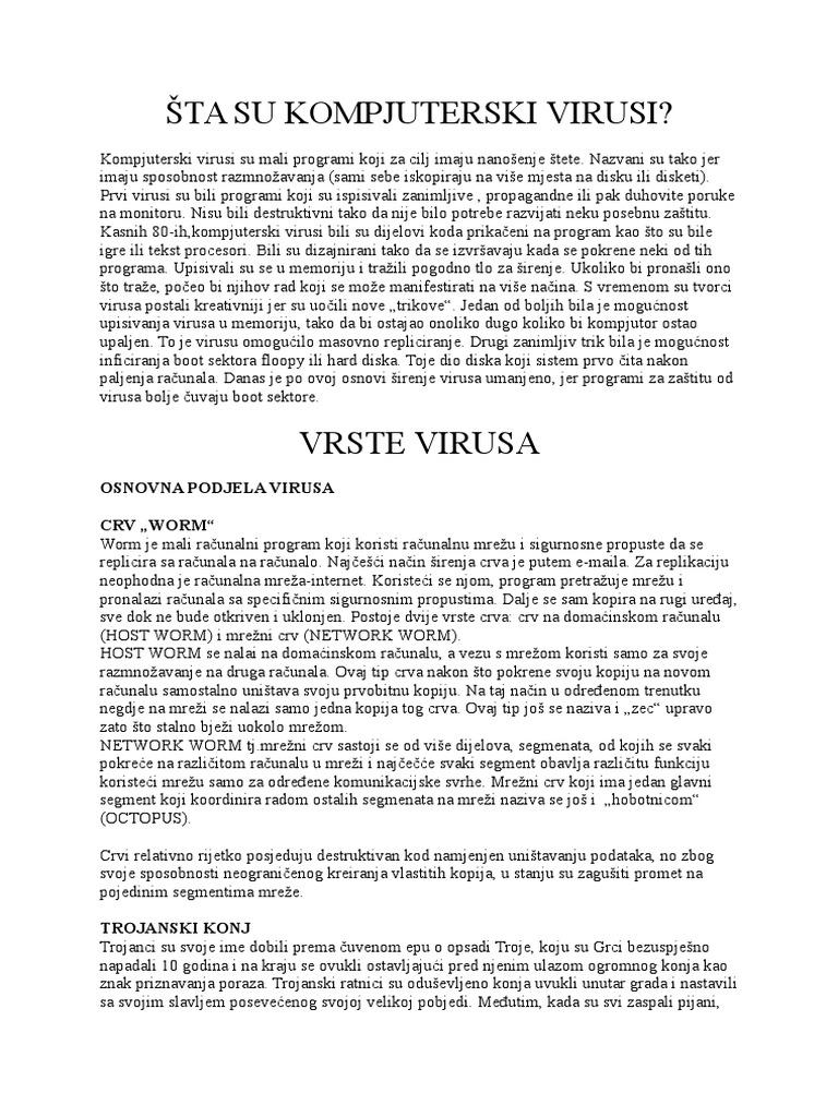 Šta Su Kompjuterski Virusi | PDF
