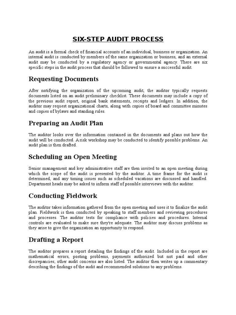 Six-Step Audit Process | PDF | Audit | Accounting And Audit