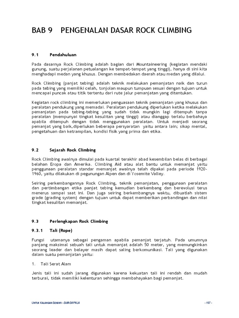 Pengenalan Dasar Rock Climbing | PDF