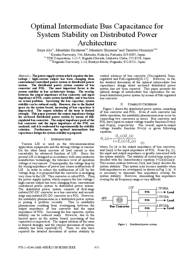 Optimal Intermediate Bus Capacitance For System Stability On ...