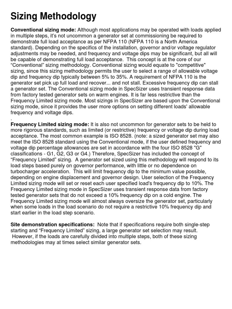DG Set Sizing Methodology Concepts | PDF | Electric Generator | Electronics