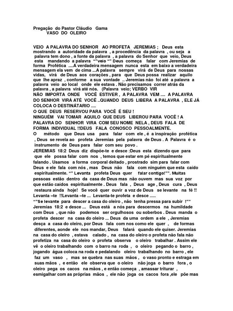 O Vaso Do Oleiro Pdf Jeremias Deus
