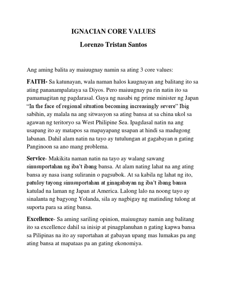 Ignacian Core Values | PDF