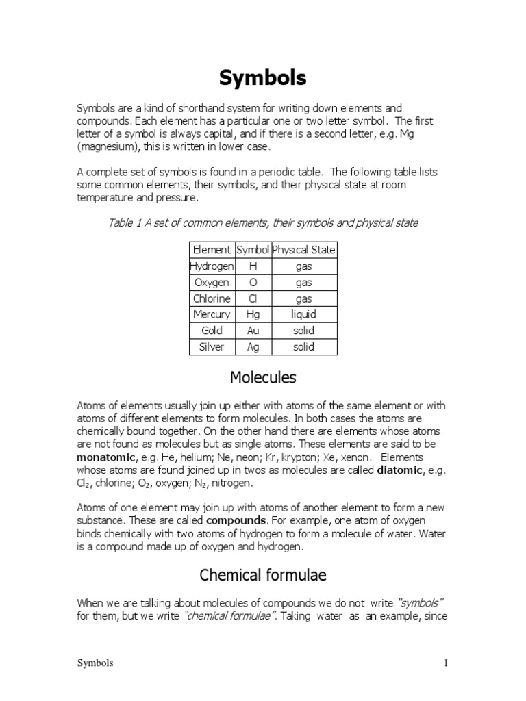 Science 2&3 Symbols | PDF | Molecules | Valence (Chemistry)