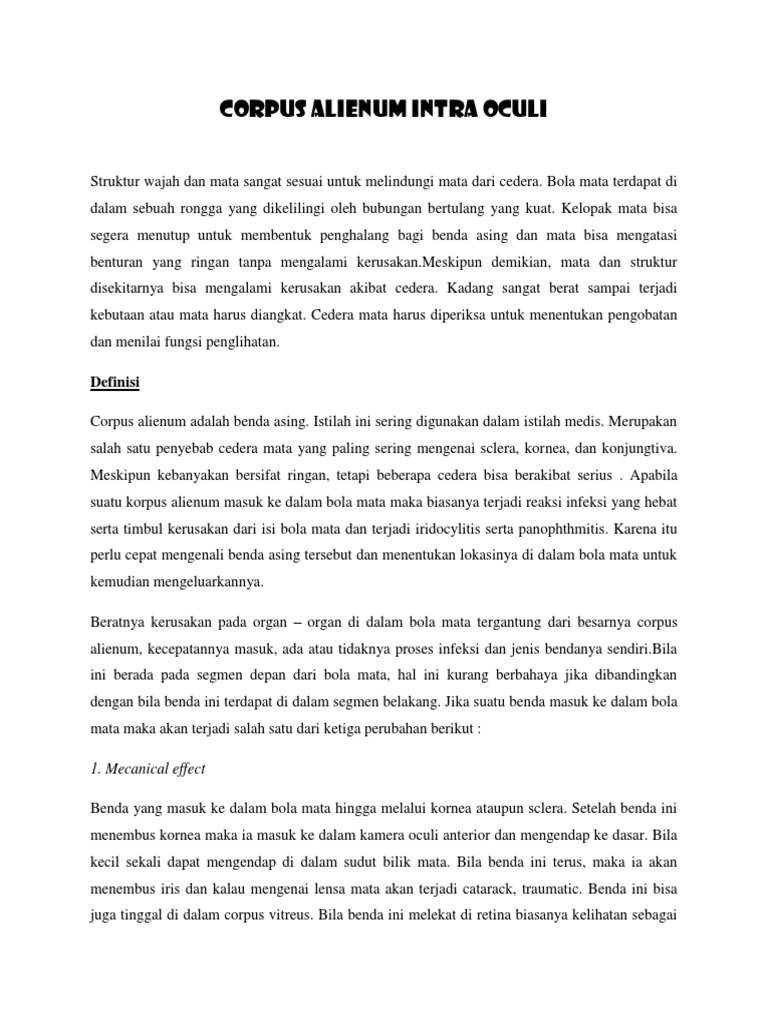 Corpus Alienum Intra Oculi | PDF