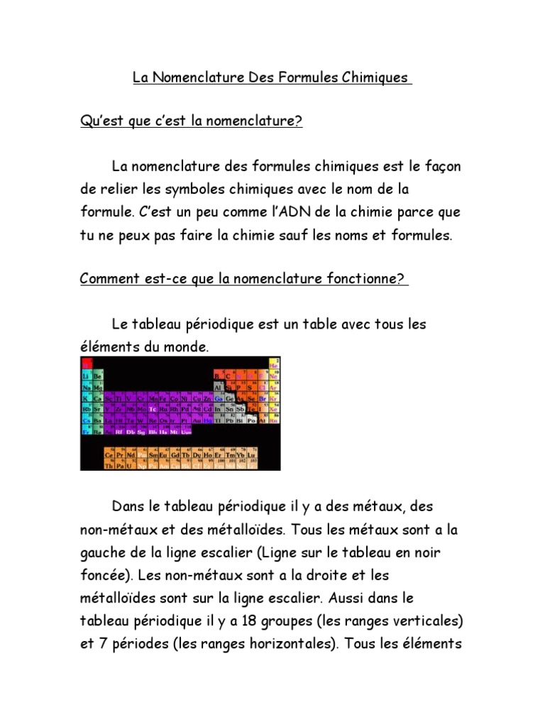 Nomenclature des Formules Chimiques | PDF | Liaison ionique | Liaison ...