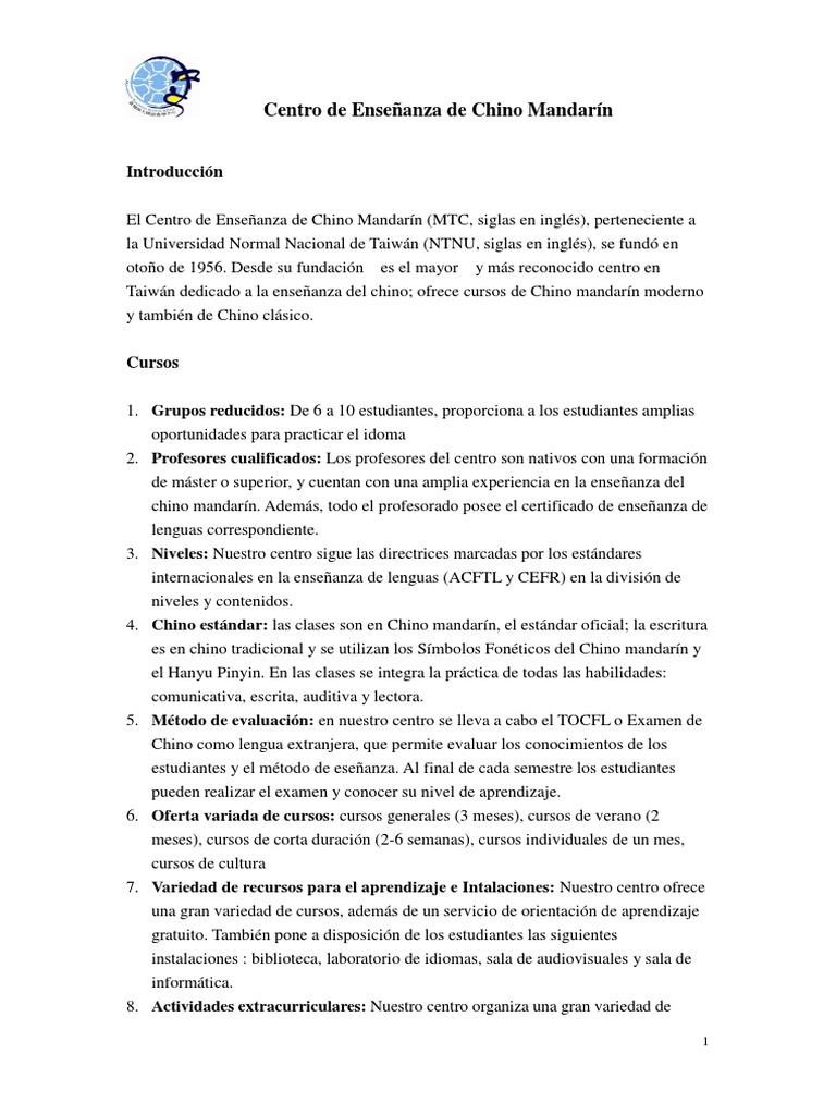 Centro de Enseñanza de Chino Mandarín Spanish - 2013 | PDF | Idioma ...