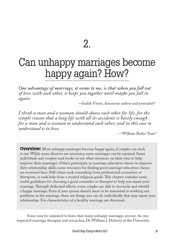 How Unhappy Marriages Can Become Happy Again | PDF | Relationship Counseling | Psychotherapy
