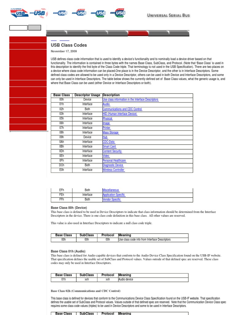 USB Class Codes | PDF | Usb | Inheritance (Object Oriented Programming)
