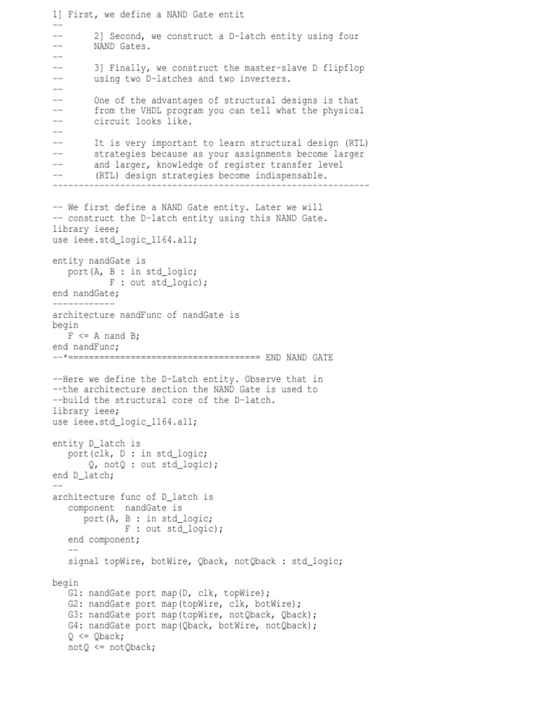 VHDL - Master D Flipflop | PDF | Vhdl | Computer Engineering