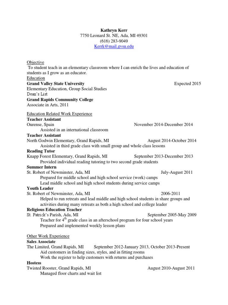 Resume Revised October 2014 | PDF