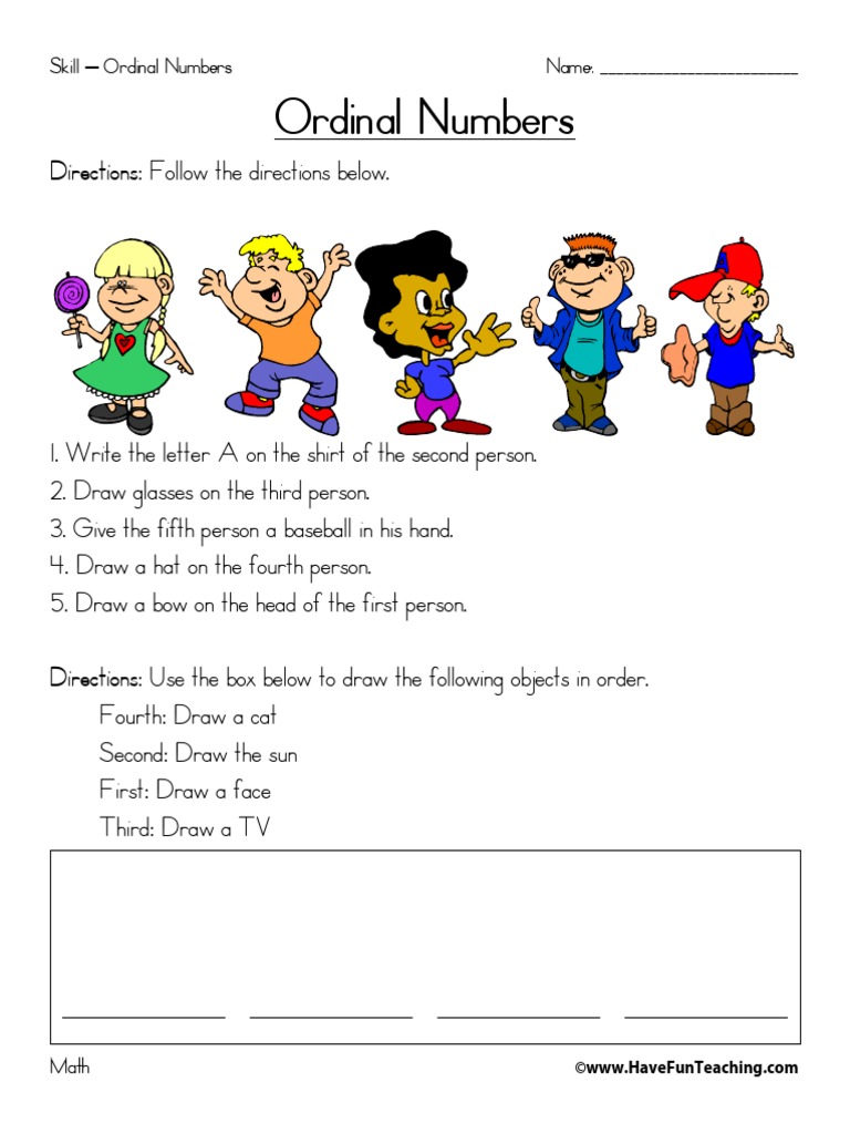 Ordinal Numbers Worksheet | PDF