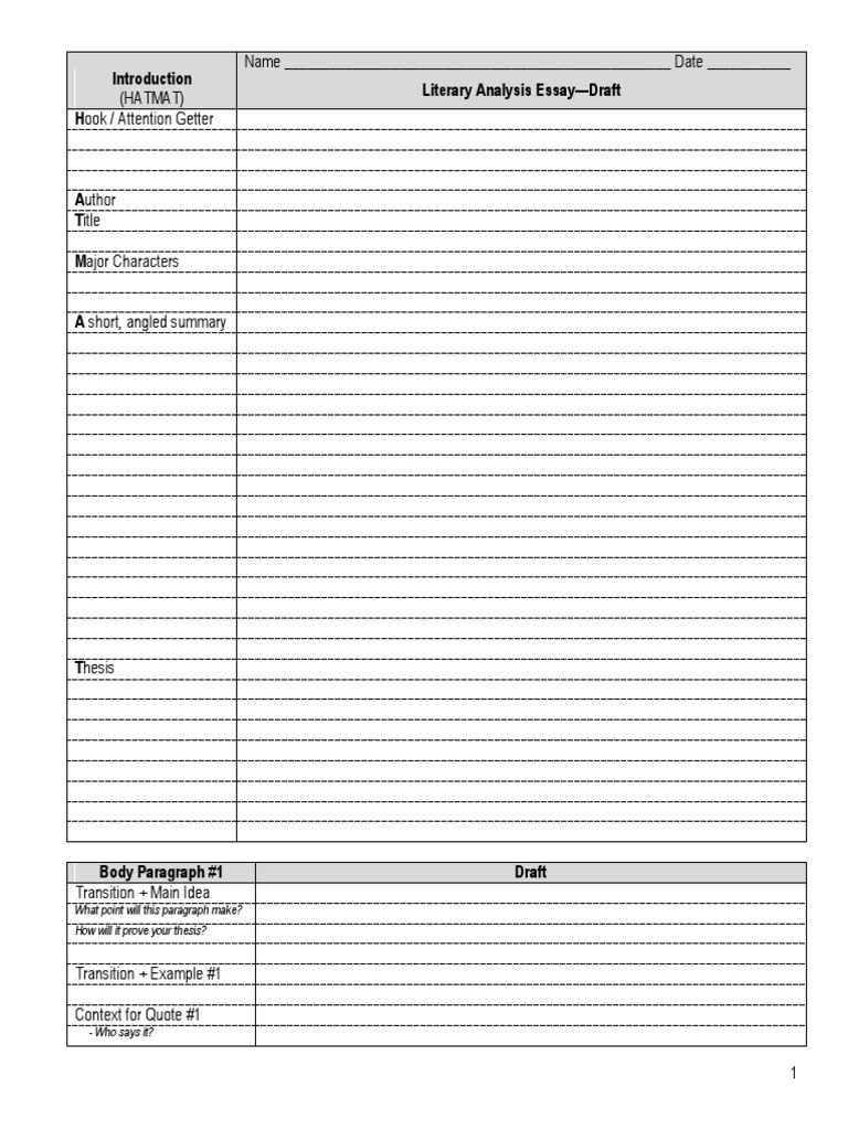 Literary Analysis Essay Template | PDF | Career & Growth