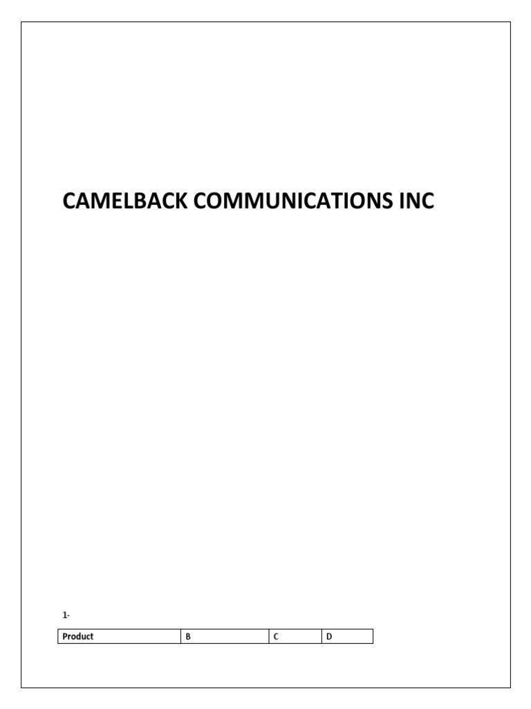 Camelback Management Accounting | PDF