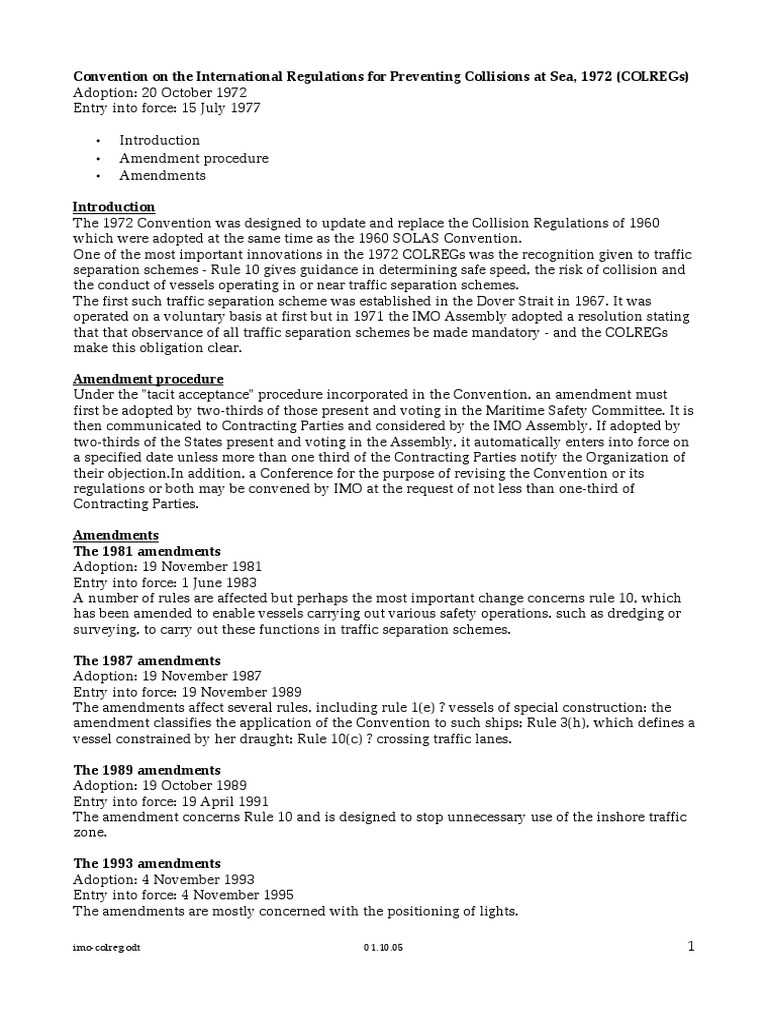 Imo Colreg | Government Information | Government