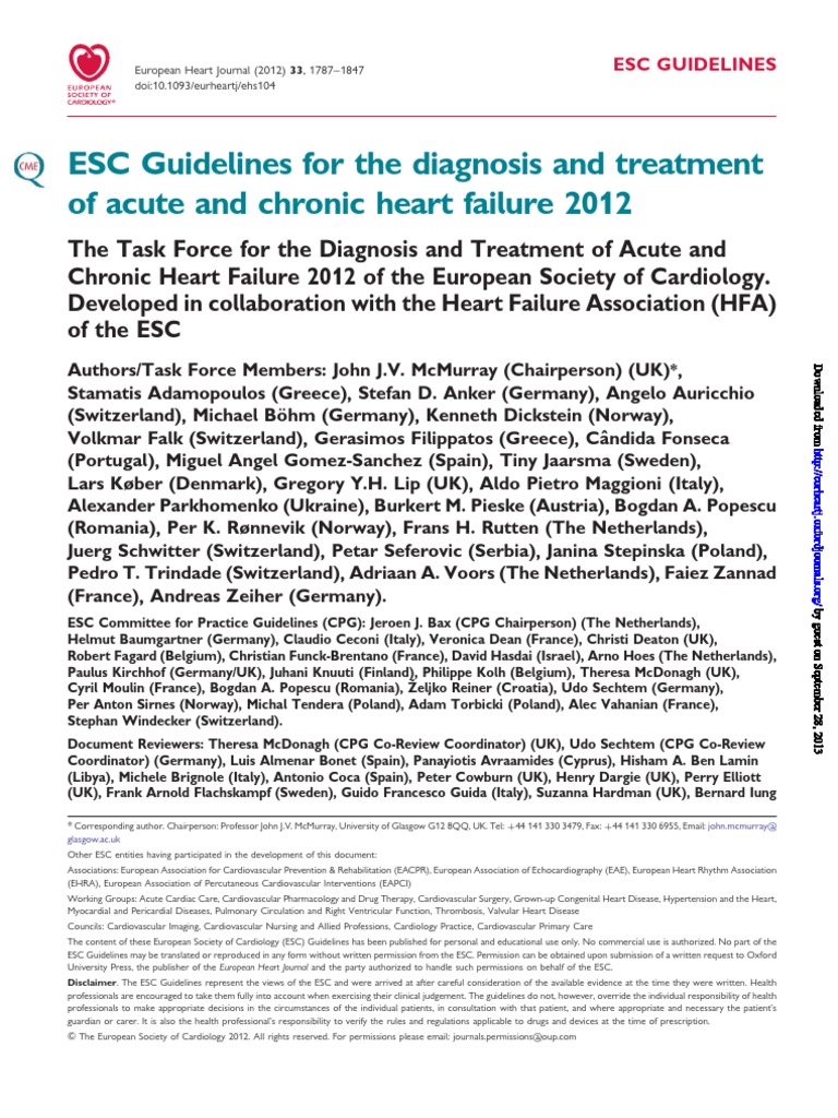 ESC Guidelines 2012 | PDF | Echocardiography | Heart Failure