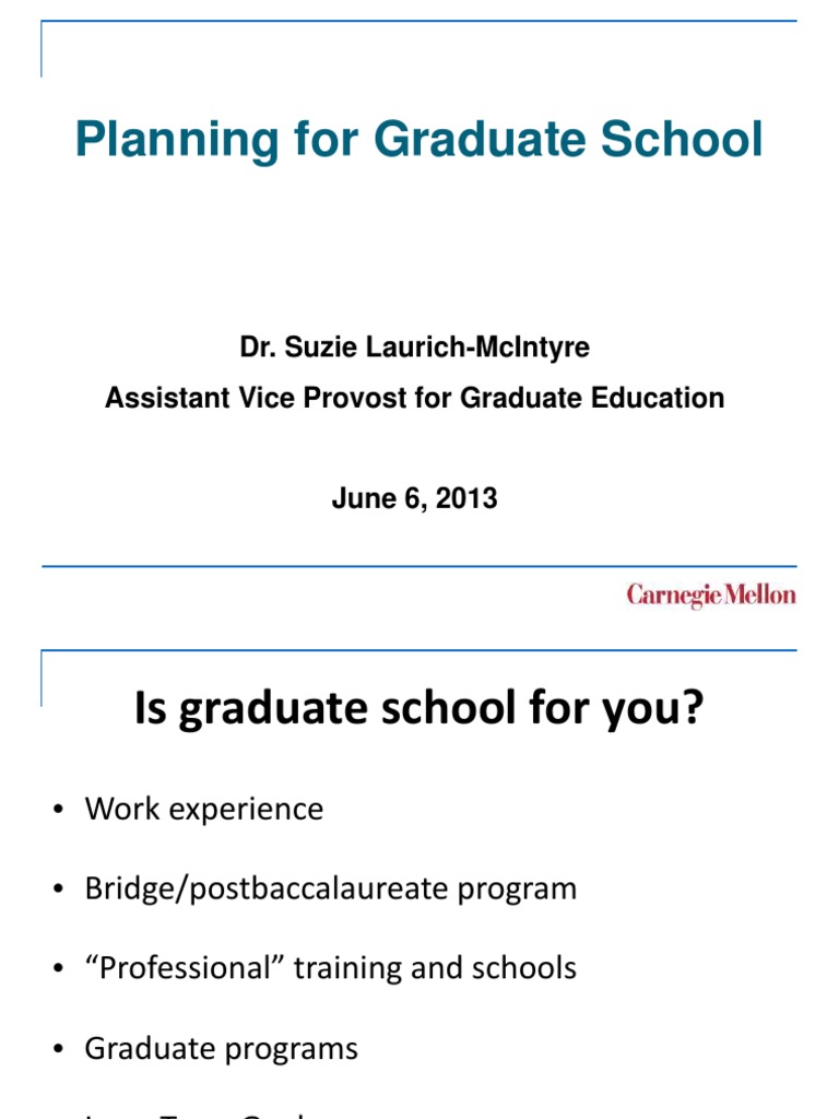 Planning For Graduate School - Presentation Slides | PDF | Graduate ...