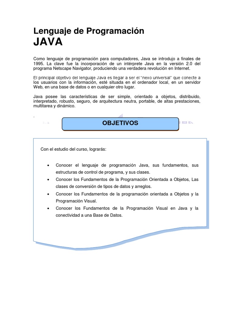 Anexo Java | PDF | Java (lenguaje de programación) | Objeto (informática)