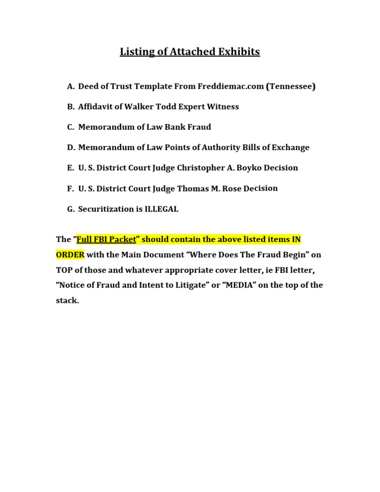 List of Exhibits and Packet Info | PDF