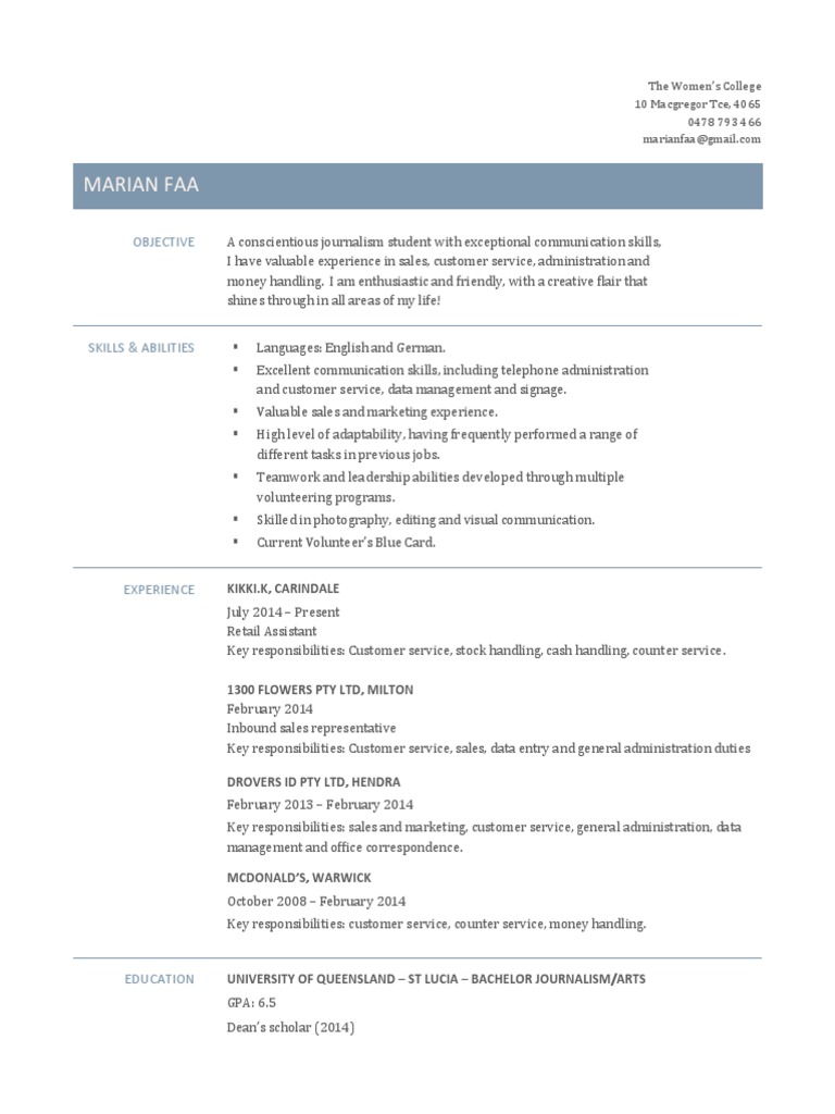 Marian Faa: CV 2014 | PDF | Business