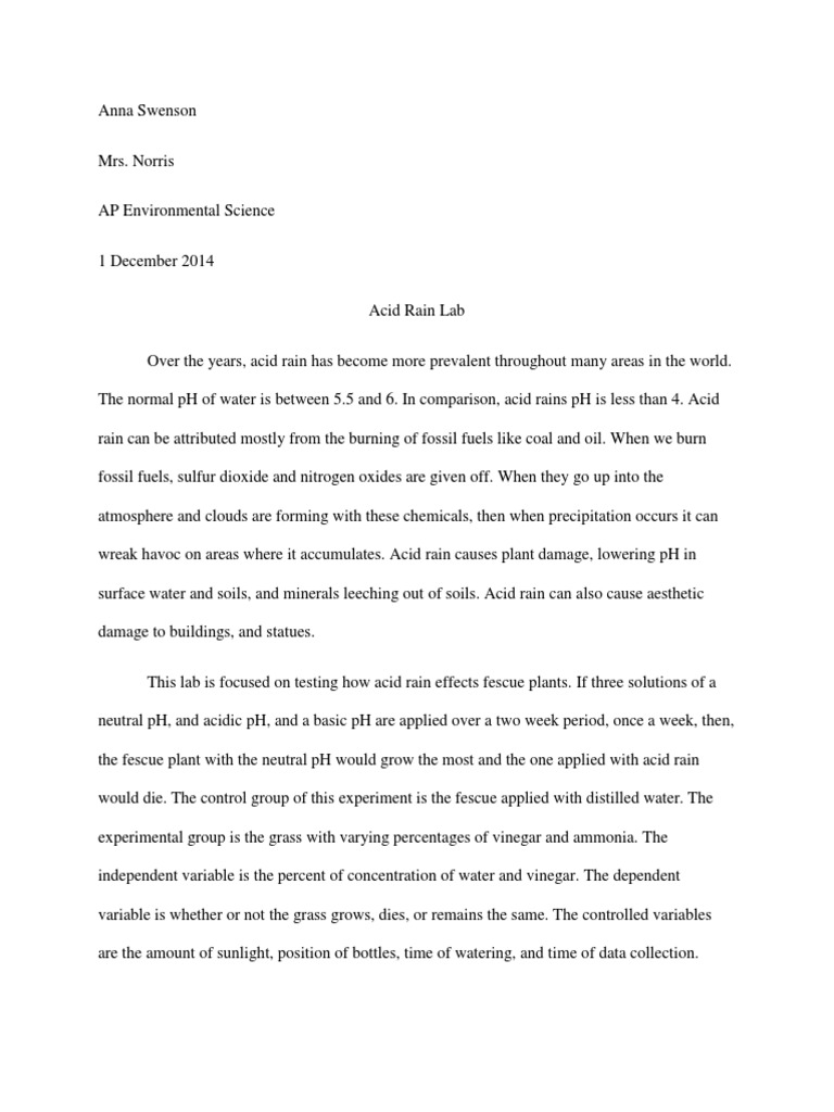 Acid Rain Lab APES | PDF | Ph | Rain