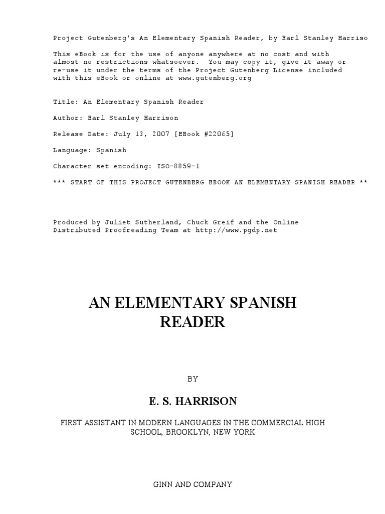 An Elementary Spanish Reader | PDF | Project Gutenberg | Chicken