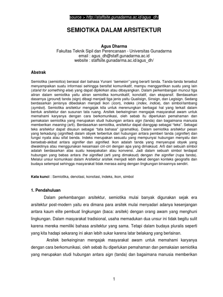 Semiotika Dalam Arsitektur | PDF