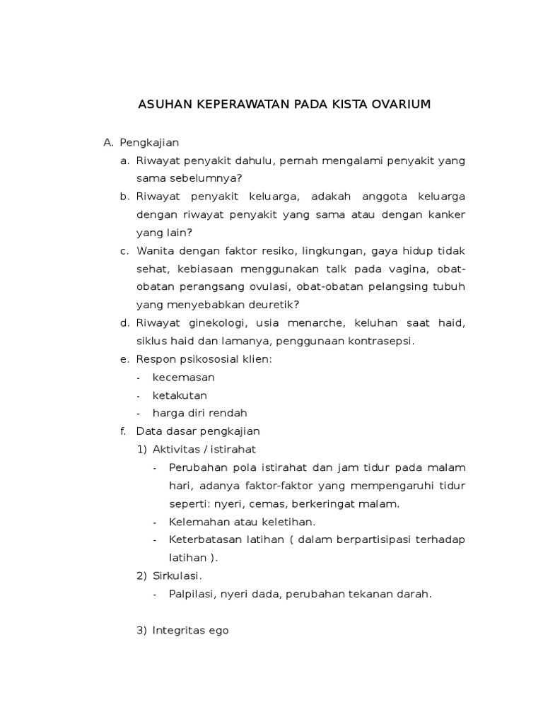 Asuhan Keperawatan Pada Kista Ovarium | PDF