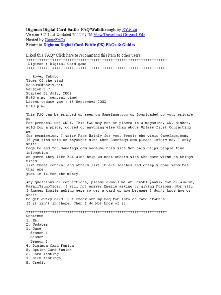 Digimon Digital Card Battle | PDF