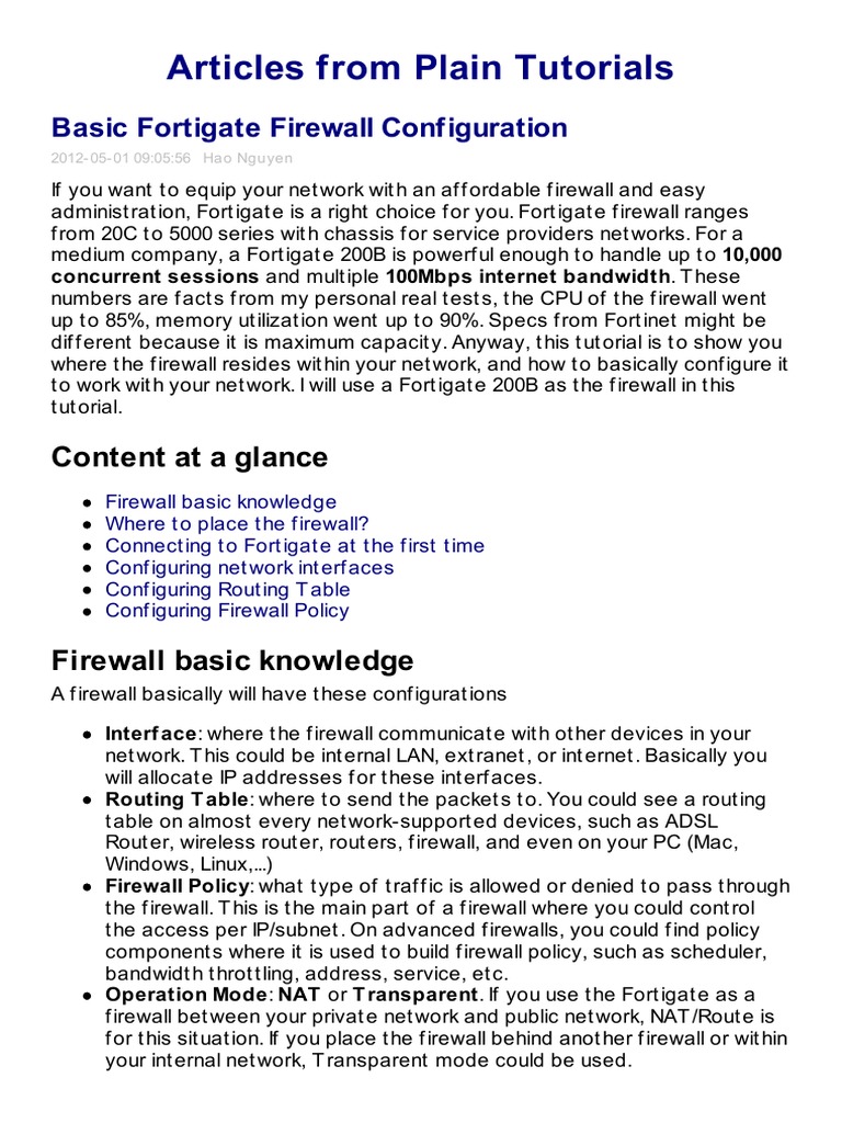 Plain Tutorials On Firewall | PDF | Firewall (Computing) | Electronics