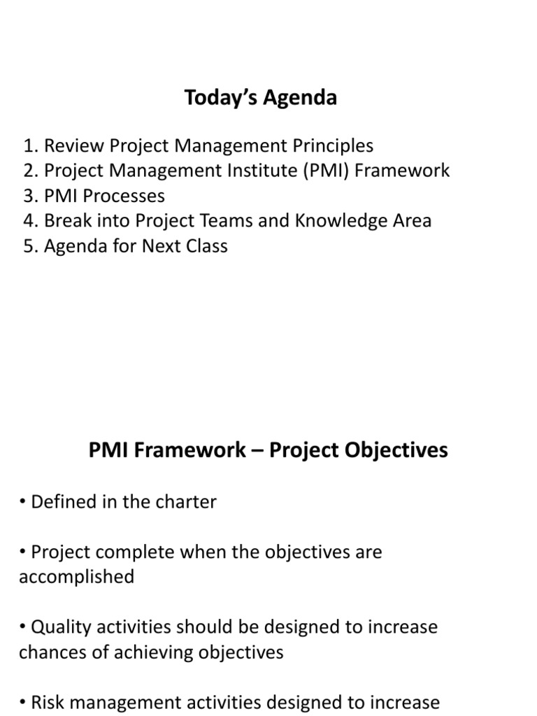 PMI Framework Processes Presentation | PDF | Project Management ...