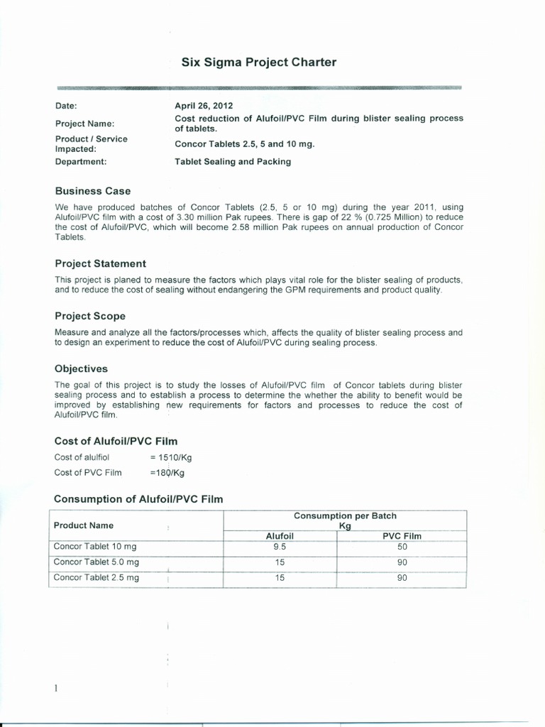 Six Sigma Project Charter: Business Case | PDF | Industries | Business