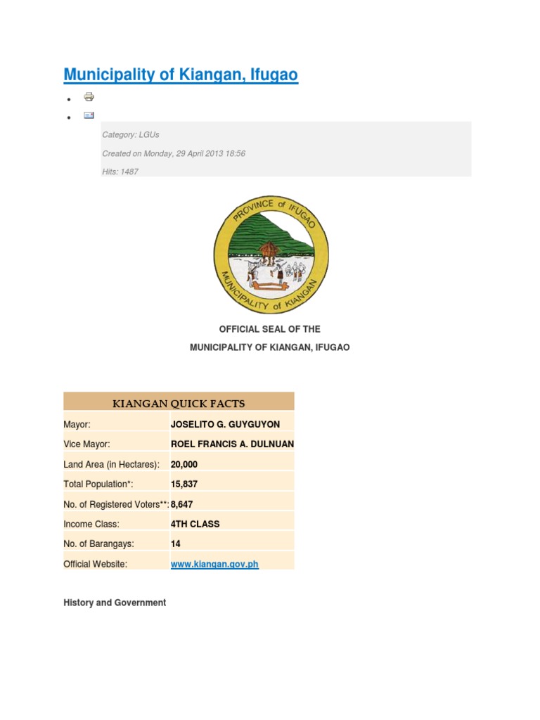 Municipality of Kiangan | PDF