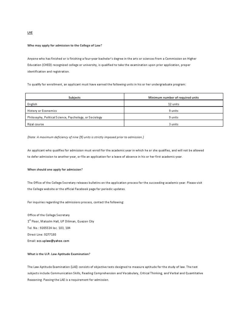 (Note: A Maximum Deficiency of Nine (9) Units Is Strictly Imposed Prior ...