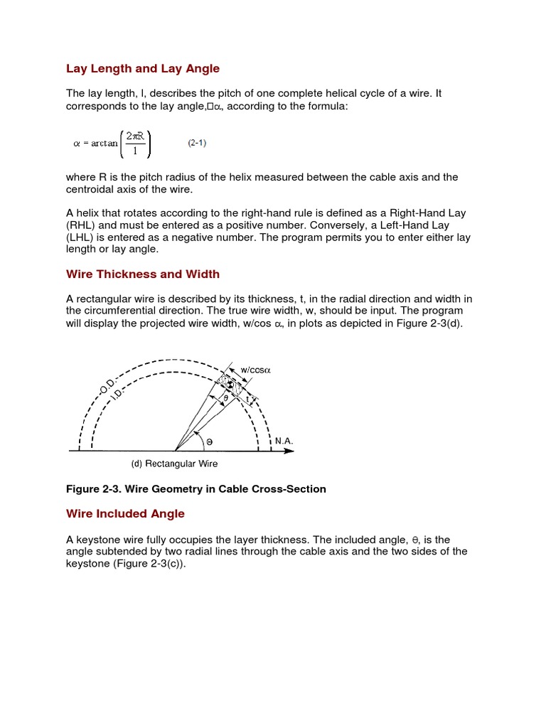 Lay Length and Lay Angle | PDF | Helix | Angle