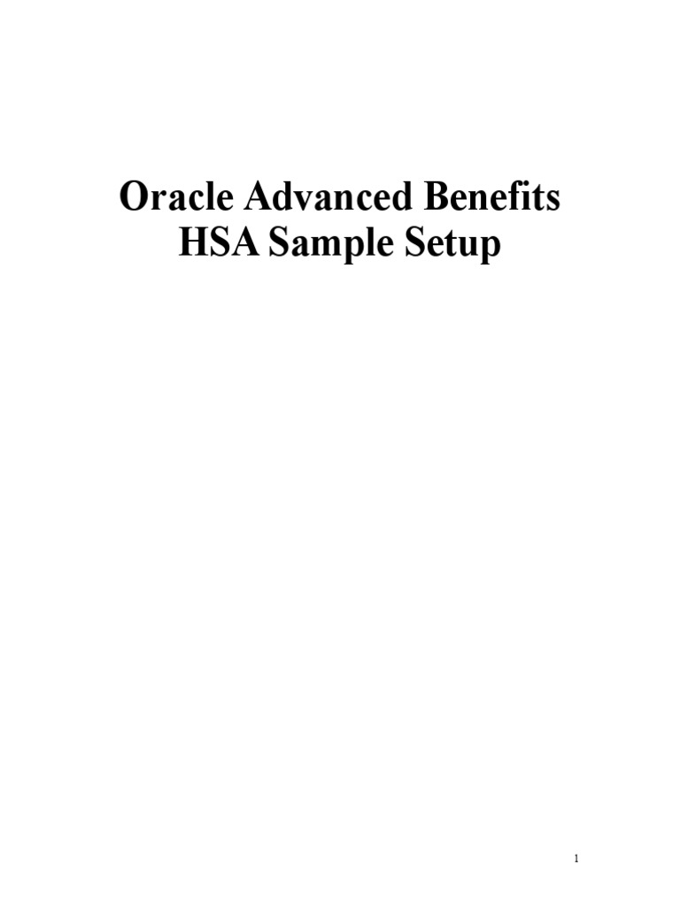 HSA Sample Setup | PDF | Health Savings Account | Financial Services