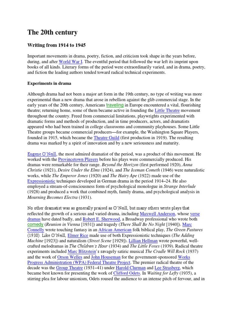 20TH Century-Analysis | PDF | T. S. Eliot | Poetry