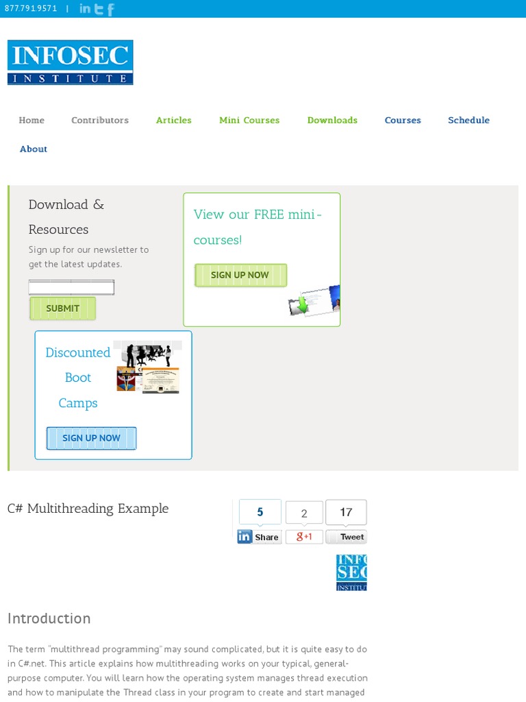 C# Multithreading Example - InfoSec Institute | PDF | Thread (Computing ...