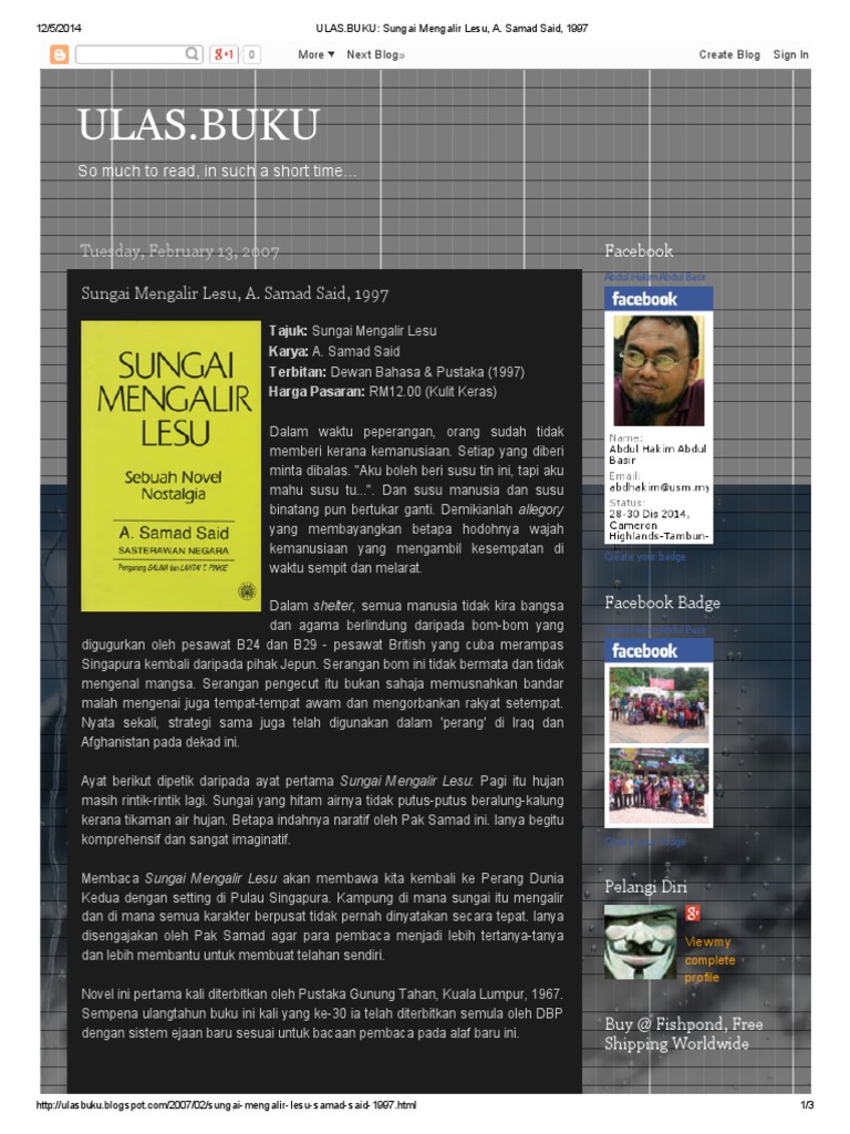 ULAS - BUKU - Sungai Mengalir Lesu, A PDF | PDF