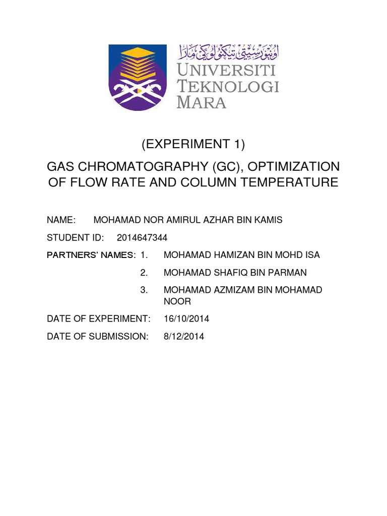 Gas Chromatography (GC), Optimization of Flow Rate and Column ...