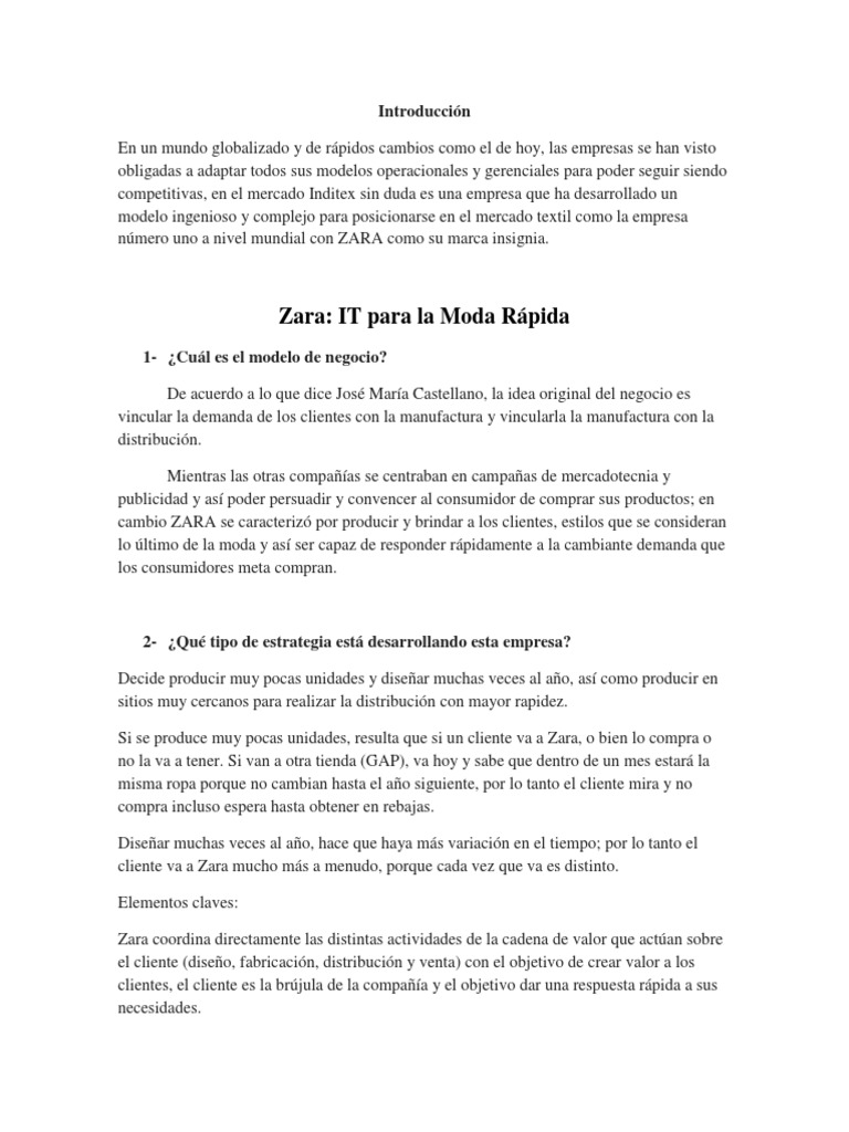 Estrategia de Zara en la Moda Rápida | PDF | Distribución (comercial ...
