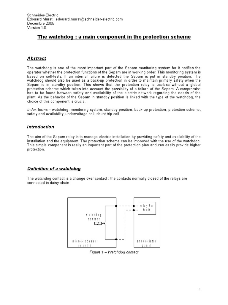 Watchdog Relay in Sepam Protection Systems | PDF | Relay | Power Supply