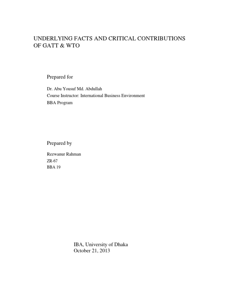 GATT & WTO: Key Insights for Dr. Gatt | PDF | Business (General) | Business